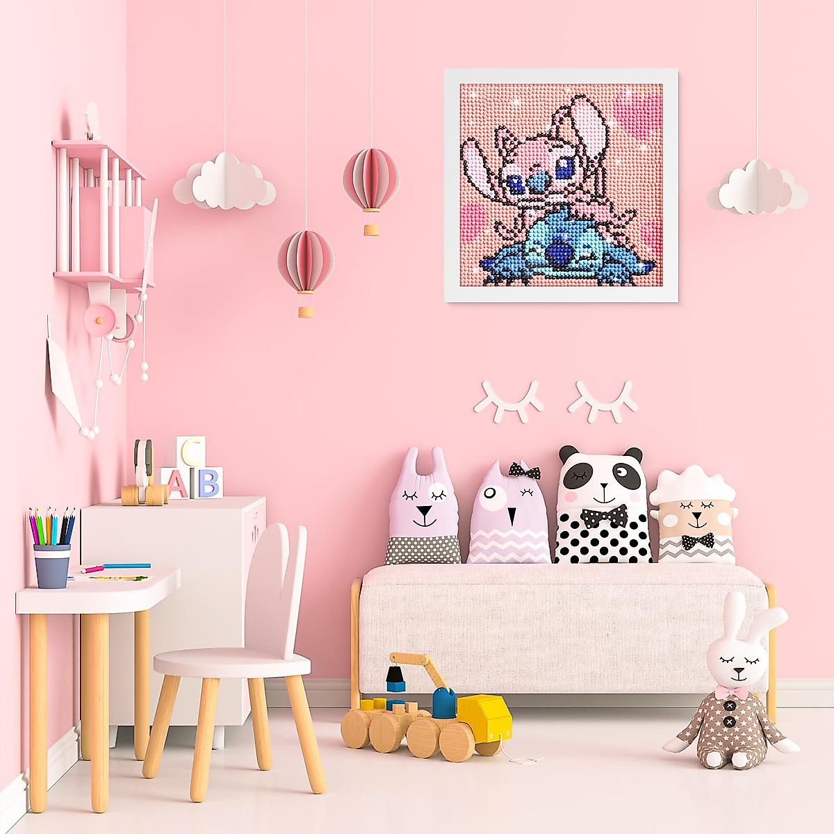 VINDIJA 5D Diamond Painting Kits for Kids Adults with Wooden Frame,Grinch DIY Full Drill Diamond Gem Art for Kids, Art and Crafts for Kids Ages 6-8-10-19 Girls Boys for Birthday