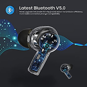 dyplay True Wireless Earbuds with Mic,Active Noise Cancelling Bluetooth 5.0 in-Ear Headphones with Premium Stereo Sound,Touch Control and Wireless Charge,Type C 10min Fast Charge 2H Playtime
