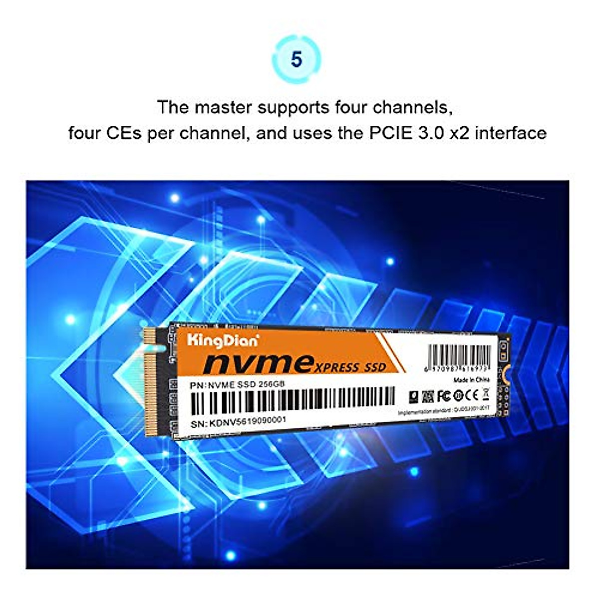 KingDian 120GB 240GB 256GB PCIe NVMe M.2 2280 Internal SSD High Performance Solid State Drive (NVME 256GB)