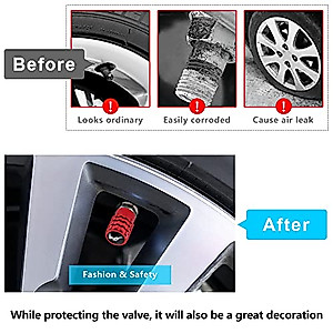 SunteeLong Car Tire Stem Valve Caps Air Cover Exterior Accessory Dust Cover Red Metal Tyre Valve Stem Cap Accessories for Ford Mustang