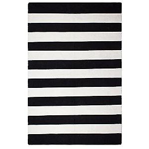 Fab Habitat Machine Washable Area Rug - Hand Woven, Stain Resistant, Pet Friendly - Premium Recycled Polyester Yarn - Stripes - Bedroom, Living/Dining Room - Nantucket - Black and White - 5 x 8 ft