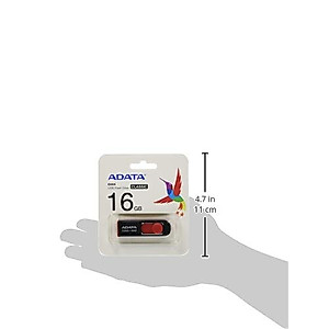 A-DATA TECHNOLOGY C008 16GB USB 2.0 Retractable Capless Flash Drive, Black/ Red (AC008-16G-RKD)