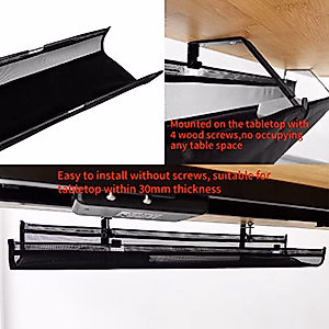 VWINDESK Under Desk 23.5 Inch Mesh Fabric Cable Management Tray, Power Cable Holder, Cord Organizer, Make Wire Tidy for Height Adjustable Desk, Black