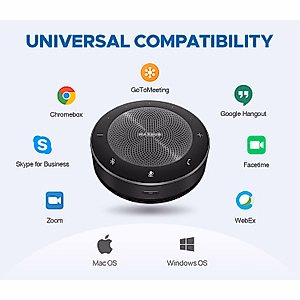 Enther&MAXHUB Bluetooth Speakerphone,USB Conference Speaker with 6 Microphones, Enhanced 360° Voice Pickup and Noise Reduction,16 Ft Pickup Distance,Home Office