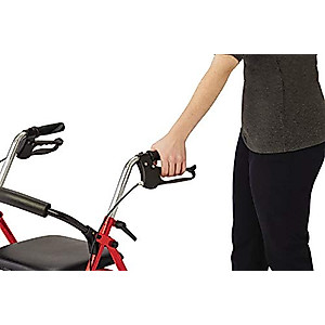 Medline Steel Rollator Walker with 8 Inch Wheels, Folding Rolling Walker, Adjustable Arms, Supports 300 lbs, Red