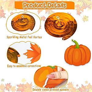 36pcs Thanksgiving Fall Pumpkin Maple Leaf Hanging Swirls Decorations,Autumn Fall Thanksgiving Hanging Swirls Streamers Ceiling Swirl for Fall Home Classroom Harvest Party Decorations