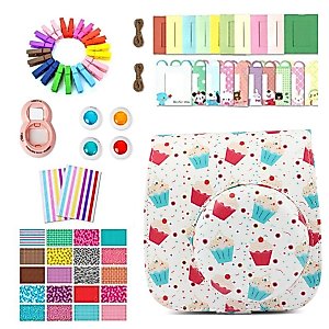 Uniuni 7 in 1 Accessories Bundles (Cupcake Case/Close-up Selfie Lens / 4 Colors Filters/Wall Hang Frames/Film Stickers/Corner sticker) For Fujifilm Instax Mini 8 8+ 9 Cameras