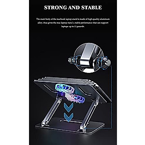 YICOSUN Portable Aluminum Laptop Holder, with Cooling Fan,Adjustable Ergonomic Laptop Stand, Foldable Computer Stand Anti-Slip Laptop Riser Compatible with 9-15.6 inch Laptops, Silvery
