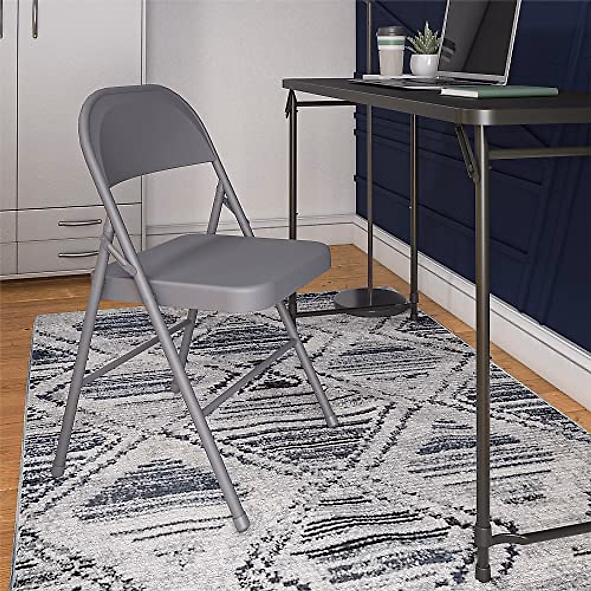 CoscoProducts COSCO All- Steel Folding Chair, 4-Pack, Gray