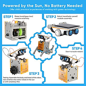 Bundle - 2 items: Sillbird STEM 12-in-1 Education Solar Robot Toys -190 Pieces DIY Building Science Experiment Kit for Kids Aged 8-10 and Older