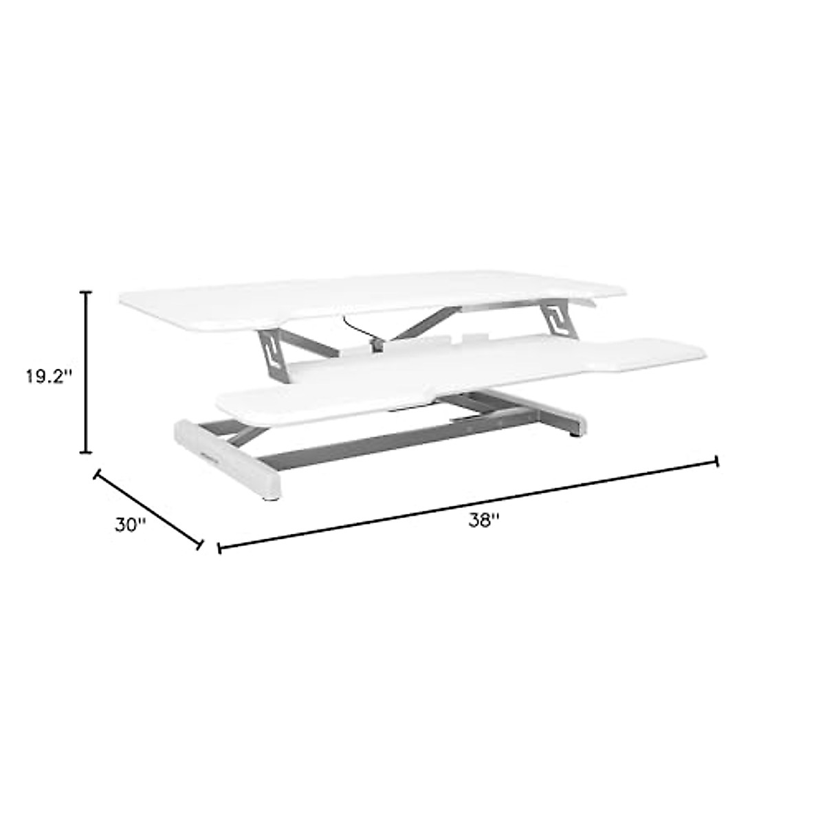 Mount-It! Height Adjustable Stand Up Desk Converter, 38” Wide Tabletop Standing Desk Riser with Gas Spring Desktop Standing Desk with Keyboard Tray Fits Two Monitors, White