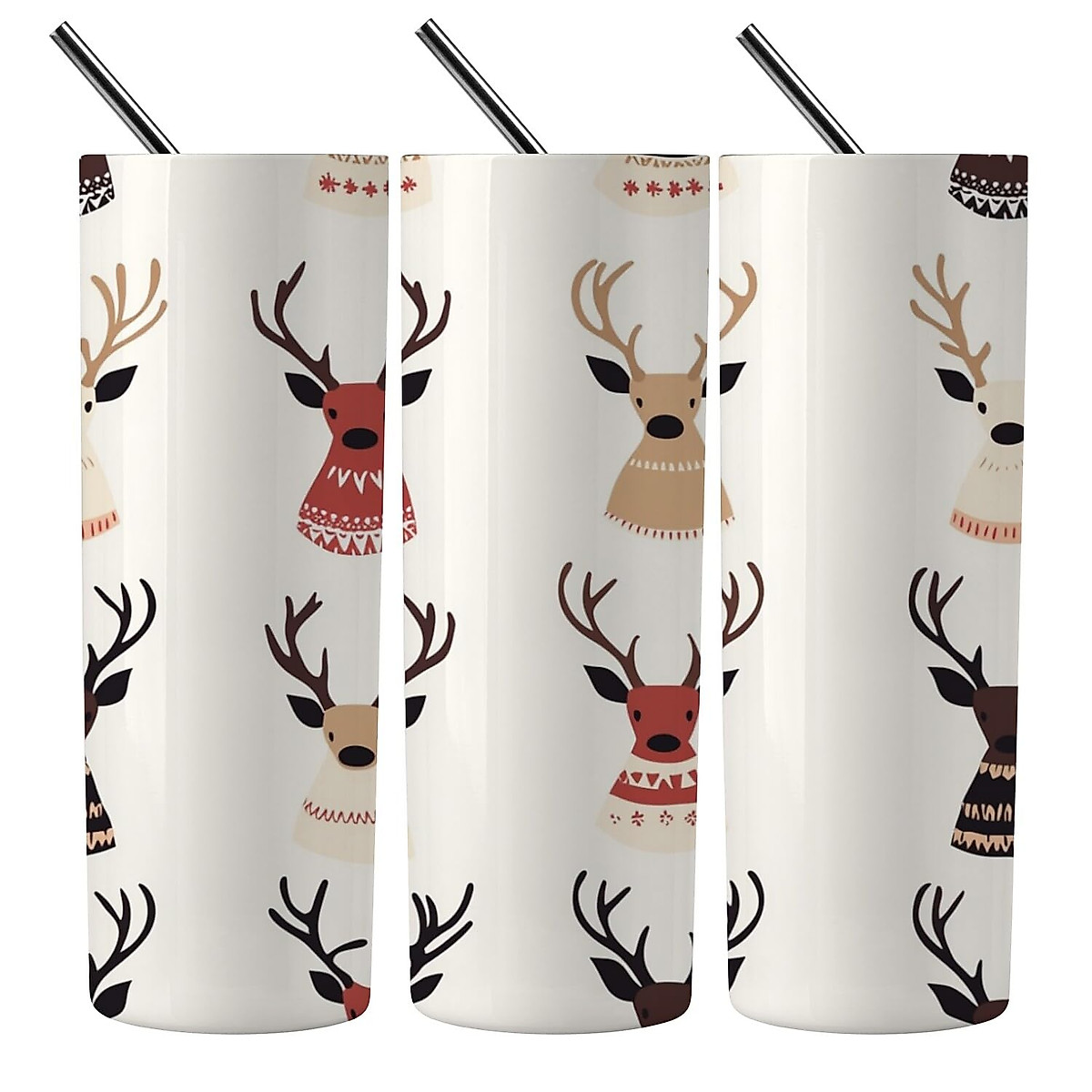 Medpol Christmas Deer insulated tumblers，Christmas Deer coffee cup Gift，Christmas Deer Drinking Glasses-Tea Cup-Coffee Mug tumbler with lid and straw 20 oz insulated tumbler cups