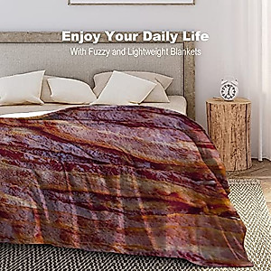 3D Funny Realistic Food Fried Bacon Flannel Fleece Throw Blankets 50"X40" Soft Cozy Fluffy Winter Fall Blanket Cozy Soft Fuzzy Plush Home Decor for Couch Bed Sofa Living Room Bedroom