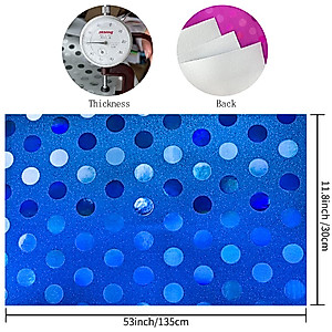 Holographic Dark Blue Polka Dots Faux Leather Roll Frosted Synthetic Crafts Fabric for Hair Bows Clips DIY Sewing Crafts