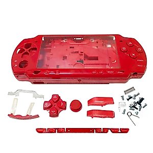 OSTENT Full Housing Shell Faceplate Case Parts Replacement for Sony PSP 2000 Console Color Red