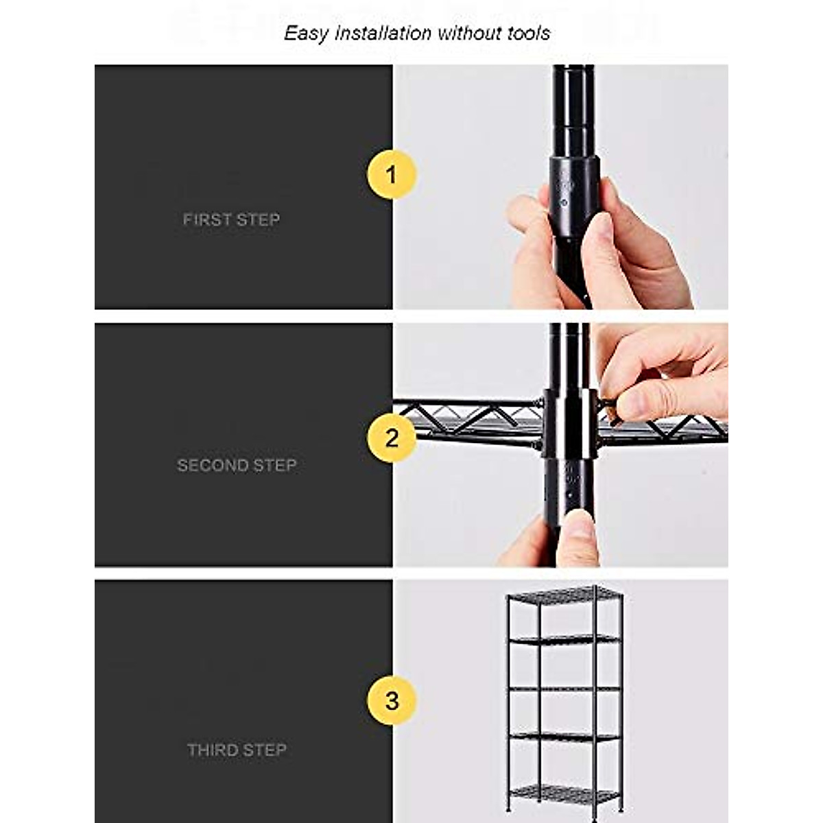5 Tier Wire Shelving Unit Floor Standing Storage Rack,Steel Storage Shelf for Office Kitchen (Silver)