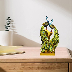 Peacock Figurine Desktop Statue Modern Peacock Ornament Desk Table Statue for Home Bedroom Living Room Garden Office - Style 01