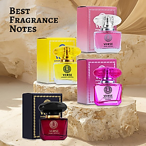 NovoGlow Verse 4-Piece Mini Fragrance Set for Women - Refreshing Combinations of Floral, Fruity & Woody Scents - Gift Choice with Natural, Mild & Non-Irritating Ingredients - Kimberly's Kiss