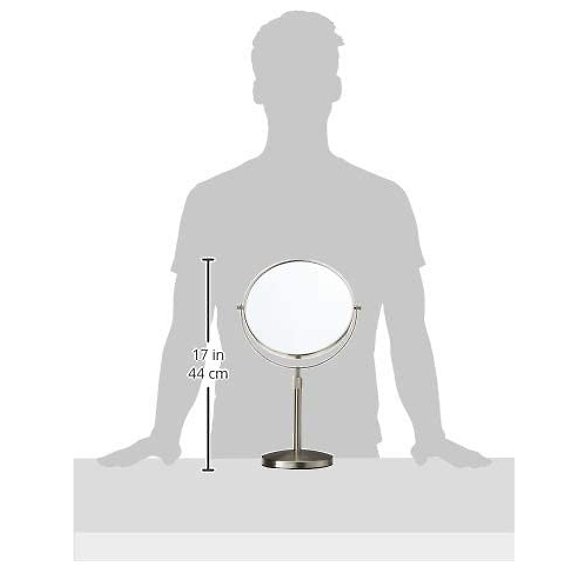 JERDON Two-Sided Tabletop Makeup Vanity Mirror - 5X-1X Magnification & Swivel Design - 9-Inch Diameter Mirror with Adjustable Height - Polished Chrome Finish - Model JP4045C