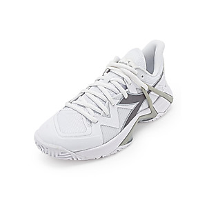 Diadora Women's B.Icon 2 All Ground Tennis Shoe (White/Silver, 8)