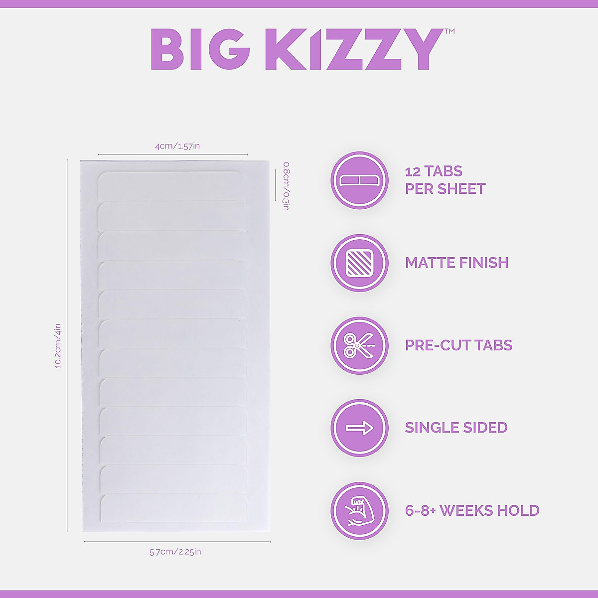 Single Sided Tape for Hair Extensions by Big Kizzy (72 tabs) - Extra Hold - Easy Install & Removal Replacement Tape for Thin, Fine Hair, 4cm x .8cm Tape for Extensions, Professional Extension Tape