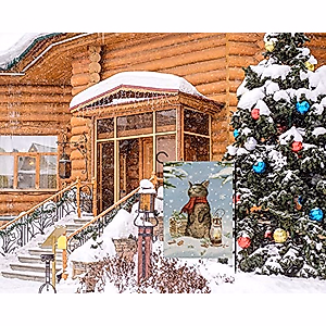 Winter Garden Flag Cat Garden Flag Christmas Holiday Farmhouse Decorations Burlap Burlap Vertical Double Sided Yard Outdoor Decor 12.5 x 18 Inch
