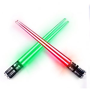 ChopSabers Lightsaber Led Light Up Chopsticks, Red/Green, Pair of 2