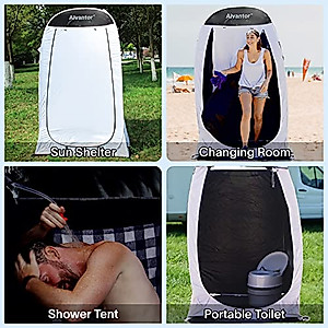Alvantor Shower Tent Changing Room Outdoor Toilet Privacy Pop Up Camping Dressing Portable Shelter Teflon Coating Fabric 4’x4’x7' Patent Pending, White