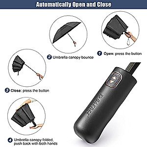 G4Free 62 Inch Large Golf Umbrella Compact Reverse Travel Umbrella 10 Ribs Windproof for Rain Double Canopy Automatic Open Close (Black)