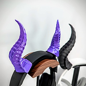 BeamTeam3D Spiky Devil Horns for Headphones - Demon Headphone Attachment in Various Colors with Self Fastener - Cosplay Devil Ears for Gamers and Streamers (Set of 2) (Sparkle Black)