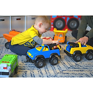 Back Bay Play Construction Toys 15" Blue Tow Truck Vehicle Pretend Play - Sand Toys - Indoor Outside Toys for Toddlers 3 and Up – Made in USA