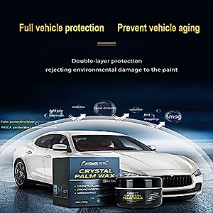 HEYJOY Solid Ceramic Coating Crystal Car Wax Kit Polish Wax Quick Easy Removes Deep Scratches and Stains with Free Waxing Sponge and Towel(200g)