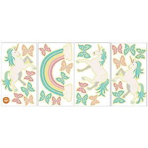 WallPops WPK3019 Enchanting Unicorns Glow in the Dark Wall Art Kit, Multicolor