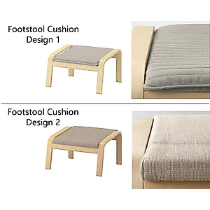 Vepping Lude Multi Colored Armchair Replacement Cover, Fits IKEA Poäng Armchair, Cushion not Included (Footstool Design 1, Cotton - White)