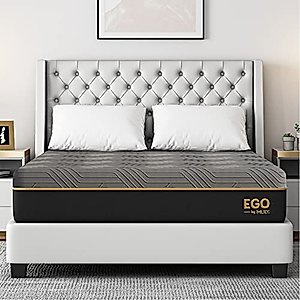 EGOHOME 12 Inch Queen Copper Gel Memory Foam Mattress, Therapeutic Mattress for Back Pain Relief, Cooling Gel Double Mattress Bed in a Box, Made in USA, CertiPUR-US Certified, 60”x80”x12”, Black
