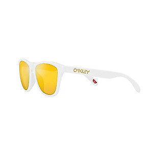 Oakley Men's OO9245 Frogskins Low Bridge Fit Square Sunglasses, Matte White/Prizm 24K Polarized, 54 mm