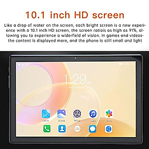 Shanrya 10 Inch Tablet, Octa Core CPU Blue Office Tablet 2 Card Slots for School (US Plug)