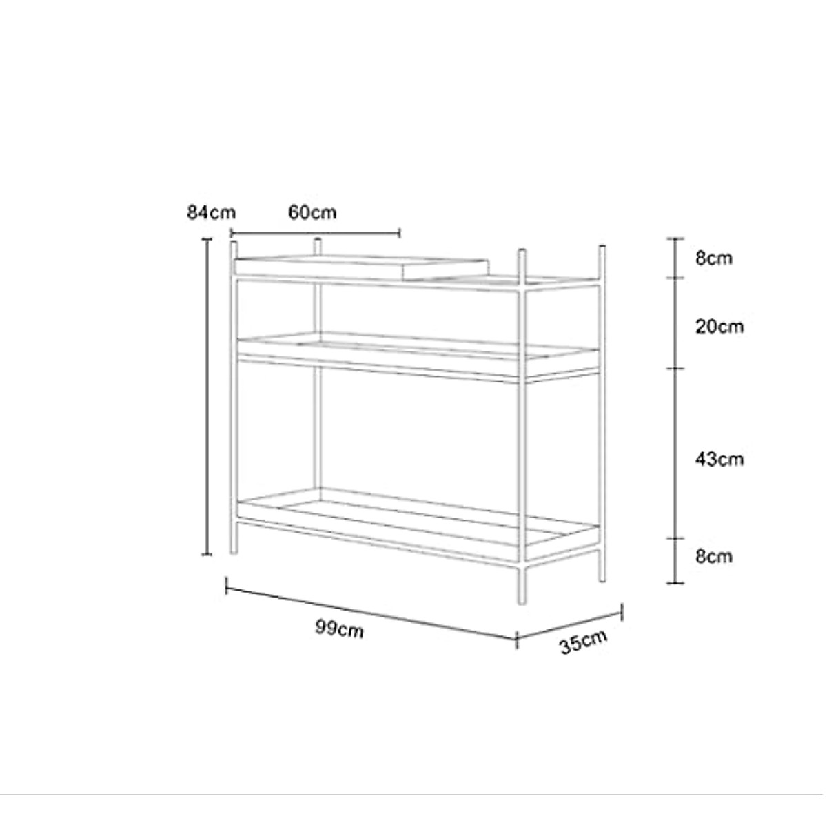 SLNFXC Industrial Style Iron Shelves Long Narrow Bookshelf Living Room Doorway Foyer Floor Storage Low Cabinet