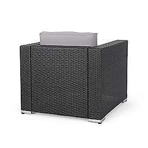 Christopher Knight Home Murano Outdoor Wicker Club Chair with Water Resistant Cushions, 2-Pcs Set, Grey / Silver