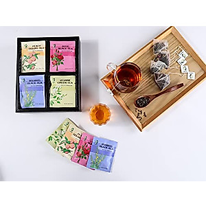 Libamtea Tea Sampler Gift Sets - Assorted Tea Gift Box - 24 Count Tea Bags,4 Tea Flavors | 100% Natural Ingredients | Holiday Gifts for Women（Peach Oolong,Jasmine,Rose Black,Rooibos）