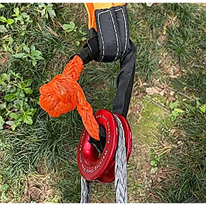 BNEEN Soft Shackle, 1/2" X 24 Inch with Winch Snatch Recovery Ring for ATV UTV SUV Truck Recovery (56000 LBS, 1 Pack Red Ring, 2 Pack Orange Shackle)