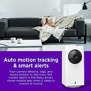 Roku Indoor Camera 360° for Home Security - Security Camera with 1080p HD Color Night Vision, Compatible with Alexa & Google, Motion Detection & Tracking - Pan & Tilt (Renewed)
