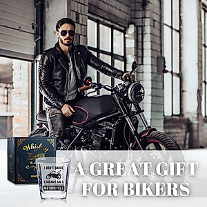 Onebttl Motorcycle Gifts for Men Whiskey Glass, Old-fashioned Glass, for Motorbike Lover Biker Rider, Father's Day, Christmas, Birthday - I Don't Snore I Dream I'm a Motorcycle