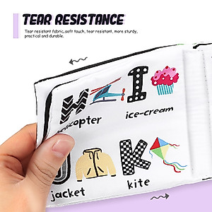 Toyvian 2 Pcs Baby Soft Cloth Book, Black and White High Contrast Baby Activity Crinkle Books Early Educational Learning Toys for 0 3 6 9 12 Months Newborn Infants Babies Boys and Girls