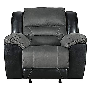 Signature Design by Ashley Earhart Faux Leather Manual Rocker Recliner, Gray