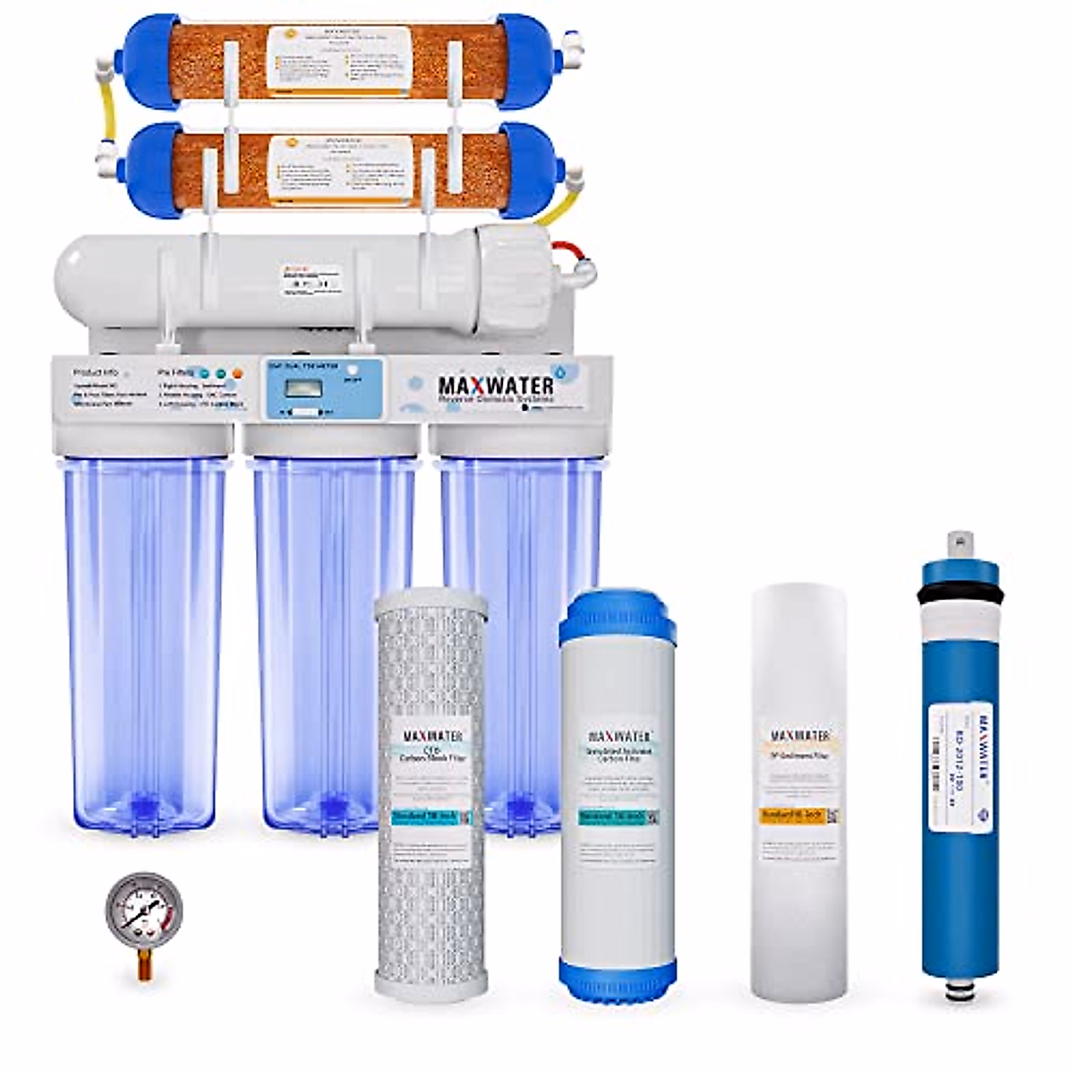 Max Water 6 Stage 100 GPD (Gallon Per Day) RODI (Reverse Osmosis Deionization) Water Filtration System for Aquarium and Hydroponics
