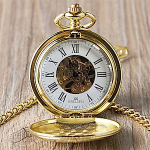 Brelsen Royal Gold Double Hunter Mechanical Pocket Watch