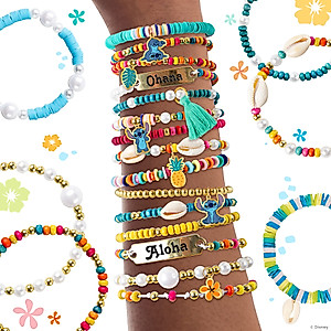 Fashion Angels Disney Stitch DIY Bracelet Making Kit, Includes 1,000+ Shell Beads, Tassels, & More, Lilo & Stitch Collectable Jewelry for Kids, Teen Girls & Boys