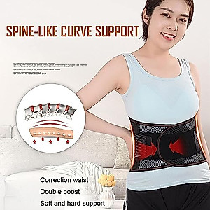 Orthopedic Tourmaline Self-Heating Magnetic Steel Bone Waist Belt Men Women Lumbar Support Back Brace Belt with 3pcs Pad,Black 2023,L