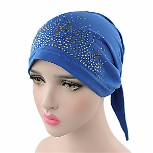 Qhome Womens Rhinestone Head Scarf Head Wrap Chemo Cap Spandex Bandana Du Rag
